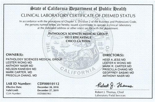 Pathology Sciences Medical Group - Accreditation