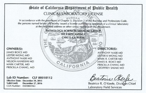 Pathology Sciences Medical Group - Accreditation